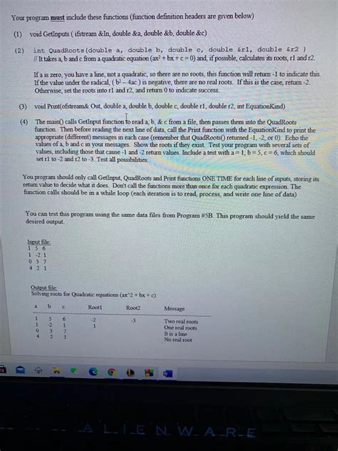 Solved Your Program Must Include These Functions Function