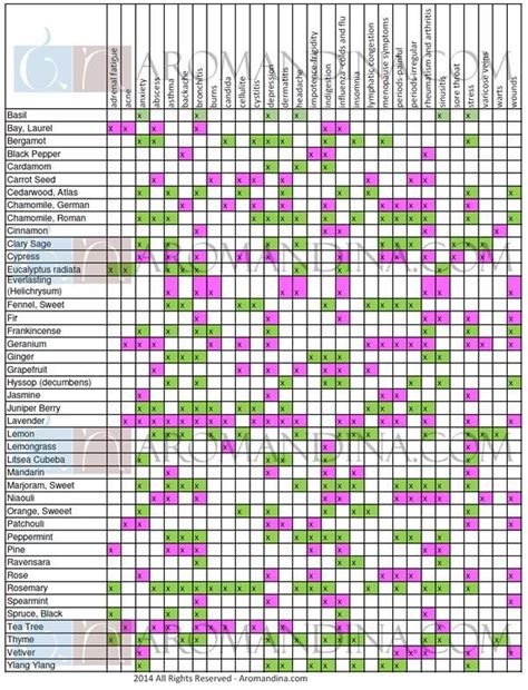 Printable Essential Oil Blending Chart Educational Printable Activities