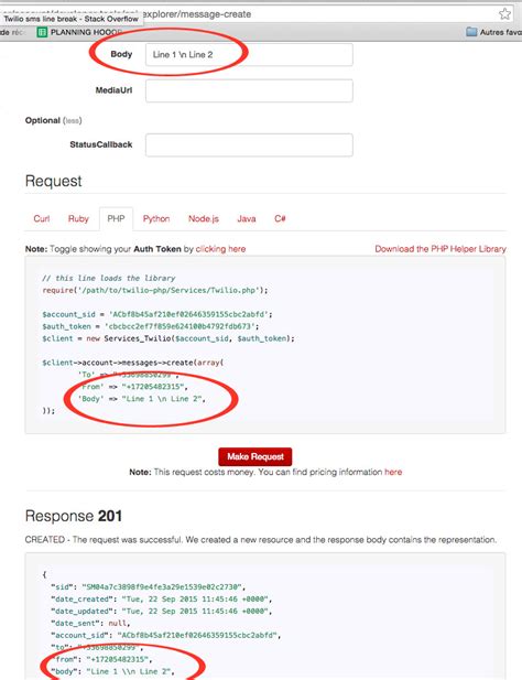 Twilio Sms Line Break Doesnt Work Stack Overflow