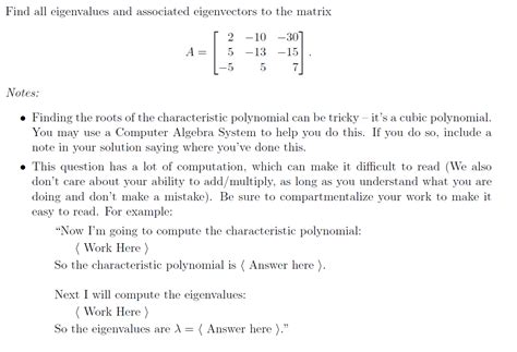 find all eigenvalues and associated eigenvectors to