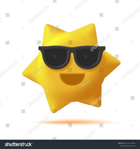 3d Digital Icon Smiling Sun Sunglasses Stock Vector Royalty Free