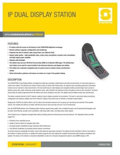 IP DuAl DISPlAy STATIon Zenitel