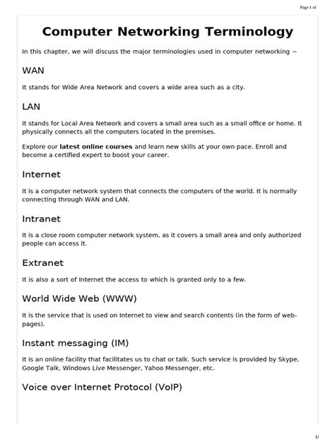 Computer Networking Terminology Pdf Ip Address Domain Name