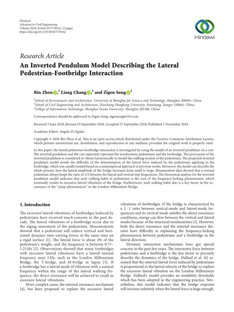 Pdf An Inverted Pendulum Model Describing The Lateral Pedestrian