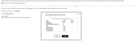 solved the critical excel data analysis tool results type