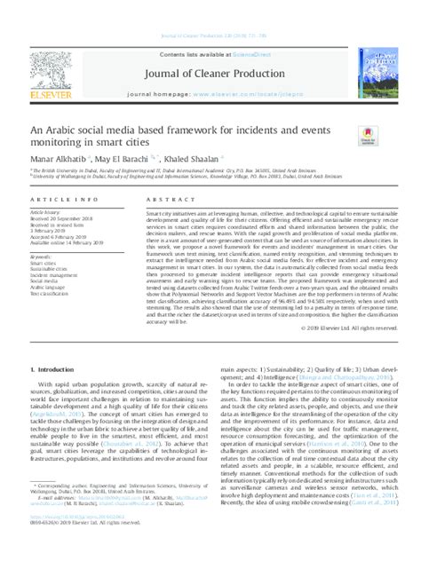 Pdf An Arabic Social Media Based Framework For Incidents And Events Monitoring In Smart Cities