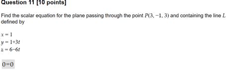 Solved Find The Scalar Equation For The Plane Passing