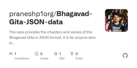 Github Praneshp1orgbhagavad Gita Json Data The Repo Provides The Chapters And Verses Of The