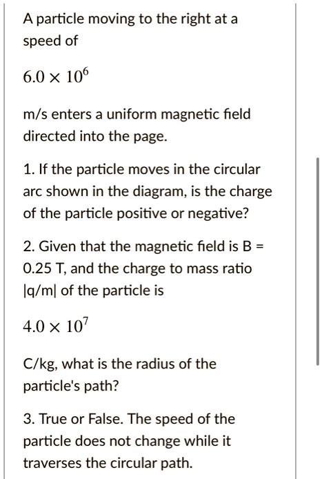 A Particle Moving To The Right At A Speed Of 60 × 106 Ms Enters A Uniform Magnetic Field