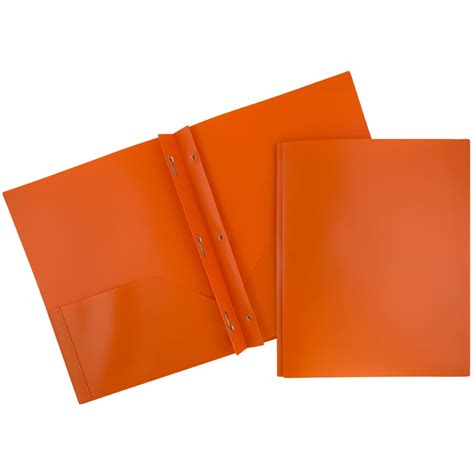 Jam Paper Medium Weight Plastic Presentation Folder With Clasps Orange 6 Pack