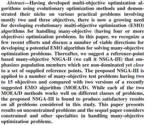 读论文 An Evolutionary Many Objective Optimization Algorithm Using Reference Point Based Non