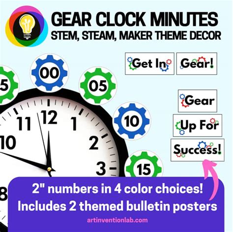 Gear Clock Minutes Classroom Decoration For Stem Steam Tpt