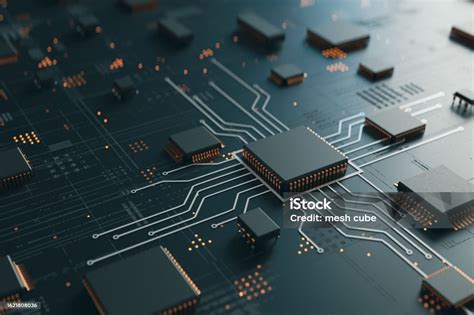 컴퓨터 마더보드와 반도체 3d 렌더링의 개념을 가진 기술 배경 반도체에 대한 스톡 사진 및 기타 이미지 반도체 머더보드 회로판 Istock