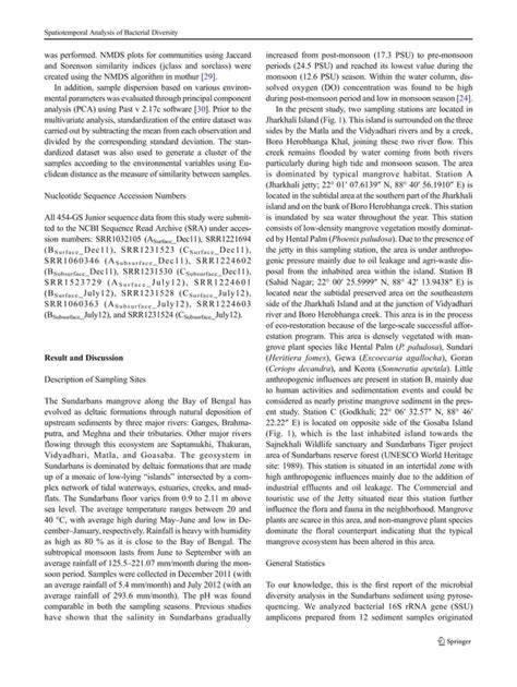 Spatiotemporal Analysis Of Bacterial Diversity In Sediments Pdf