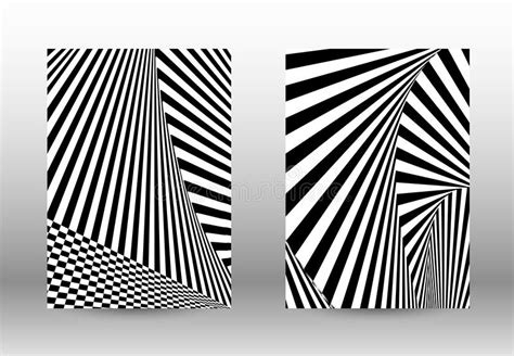 Set Of Abstract Patterns With Distorted Lines Stock Vector