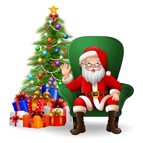 Cartoon Santa Claus Sitting On Green Arm Chair 12189488 Vector Art At