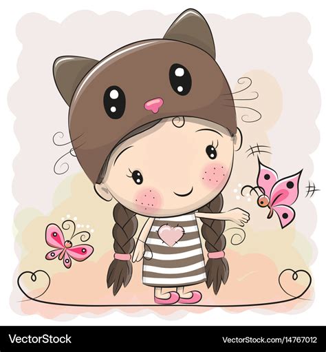 Cute Cartoon Girl Royalty Free Vector Image Vectorstock