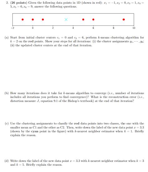 solved 2 26 points given the following data points in 1d