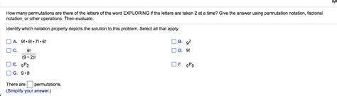 Solved How Many Permutations Are There Of The Letters Of The