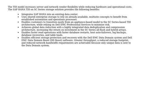Key Benefits Validation Guide—sc Series Storage Configuration Best Practices For Sap Hana Tdi