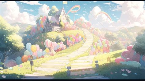 Whimsical 3d Rendered Cartoon Candy Land With Creamy Melting Texture And Vibrant Sprinkles