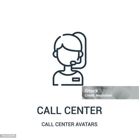 콜센터 아바타 컬렉션에서 콜 센터 아이콘 벡터 얇은 라인 콜 센터 개요 아이콘 벡터 일러스트 레이 션입니다 고객에 대한 스톡