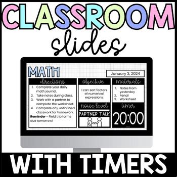 Daily Classroom Management Slides With Timers Google Slides TPT