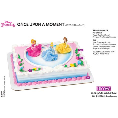 Disney Princess Once Upon A Moment Cake Decorating Instruction Card