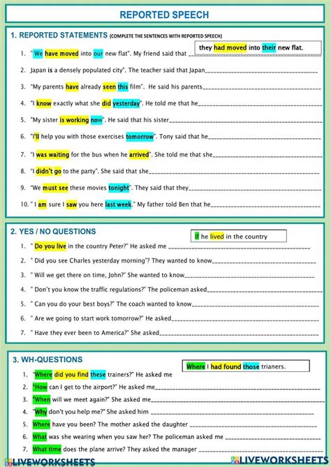 2230516 Reported Speech Rociograos Liveworksheets