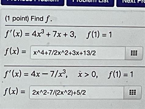 Solved 1 Point Find F Chegg Com