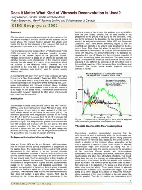 What Kind Of Vibroseis Deconvolution Is Used Larry Mewhort Download Free Pdf Wavelet