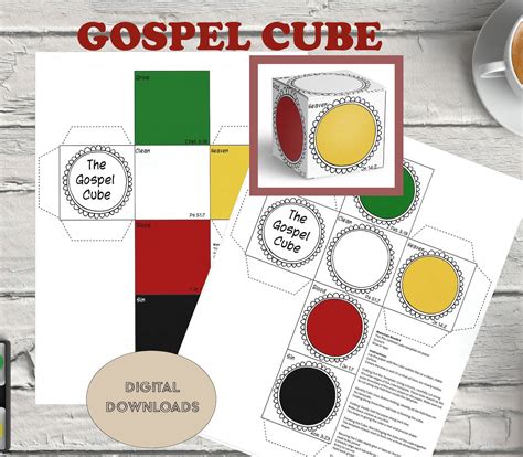 Wordless Gospel Cube Printable Evangelism Tool Instant Download Wordless Book Cube Printable