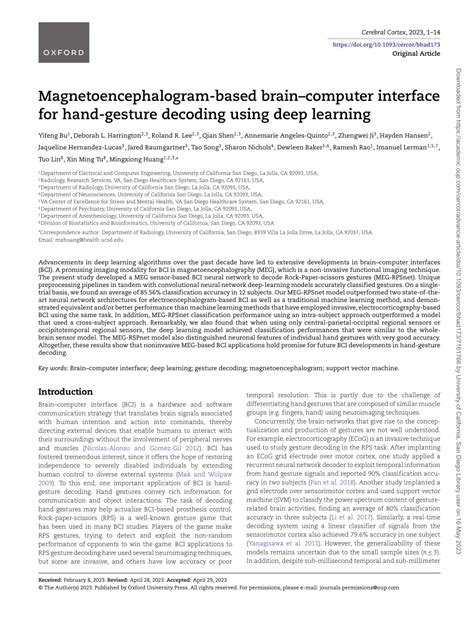 Pdf Magnetoencephalogram Based Braincomputer Interface For Hand Gesture Decoding Using Deep