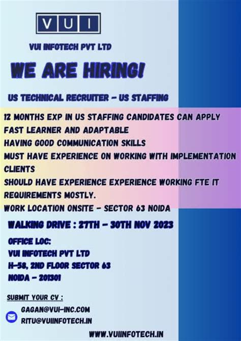 vui infotech pvt ltd on linkedin linkedinconnection vui hiring usitrecruiters usitrecruitment…