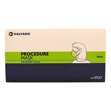 Halyard Health Model 47117 3 Layer Procedure Mask 50 Masks Box Yellow