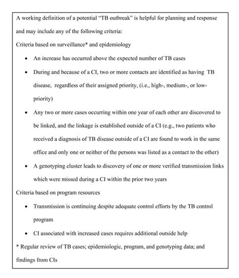 Definition Of A Tuberculosis Outbreak Cdc Centers For Disease Control Download Scientific