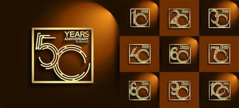 축하 순간을 위한 기념일 로고 스타일 세트 프리미엄 벡터