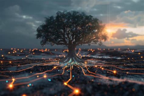 Networked Life Tree Premium Ai Generated Image