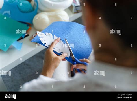 Close Up On Hands Of Unknown Caucasian Woman Using Scissors At Home Creative Female Cutting