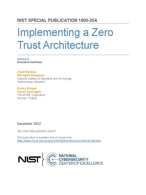 Zta Nist Sp 1800 35a Preliminary Draft 2 Pdf Cloud Computing Computer Security