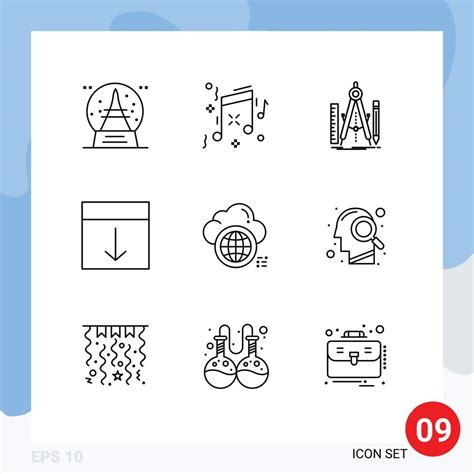 Modern Set Of 9 Outlines And Symbols Such As Cloud Layout Design Interface Arrange Editable