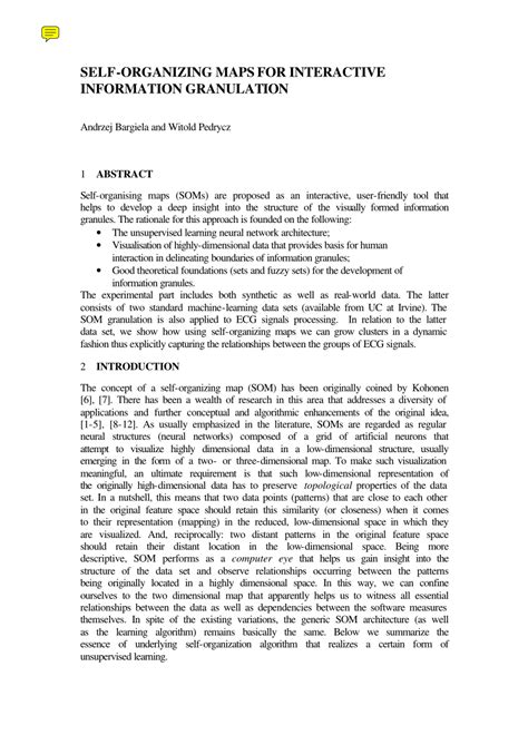 Pdf Self Organising Maps For Interactive Information Granulation
