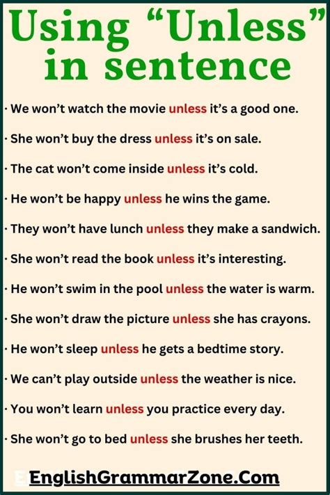 Master 150 Examples Of Unless In A Sentence