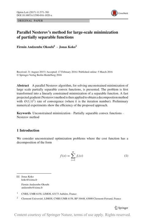 parallel nesterov s method for large scale minimization of partially