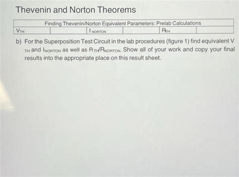 Solved Thevenin And Norton Theorems B For The Superposition