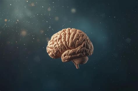 Premium Photo Human Brain Floating In Dark Space With Glowing Particles