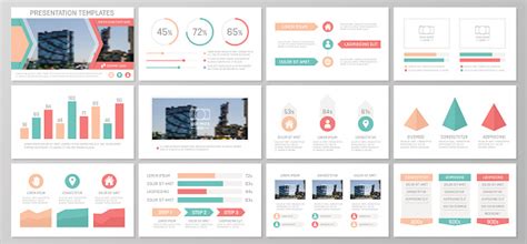 그래프와 차트 다목적 프레 젠 테이 션 템플릿 슬라이드 색 요소 집합입니다 전단지와 전단지 기업 보고서 마케팅 광고 연례 보고서 책 표지 디자인 0명에 대한 스톡 벡터 아트