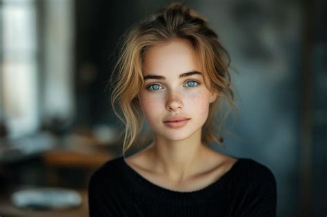 Premium Photo Potrait Photography A Woman With Dark Blonde Hair 85mm