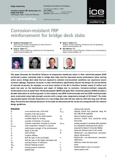 Pdf Corrosion Resistant Frp Reinforcement For Bridge Deck Slabs