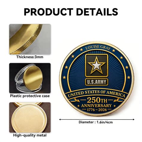 Usa 250th Army Challenge Coin Custom Rank Name